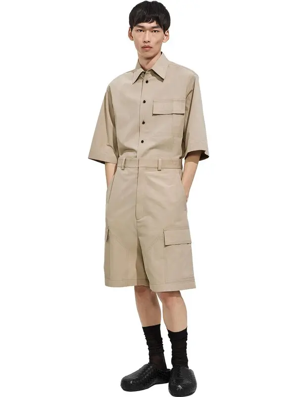 Bottega Veneta Cotton Toile Cargo Shorts - Stucco
