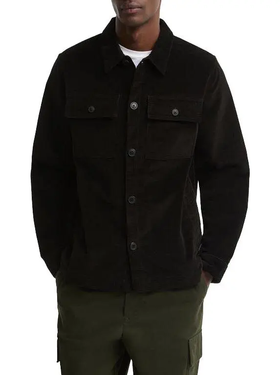 Barbour Tartan Trimmed Corduroy Shirt Jacket - Olive