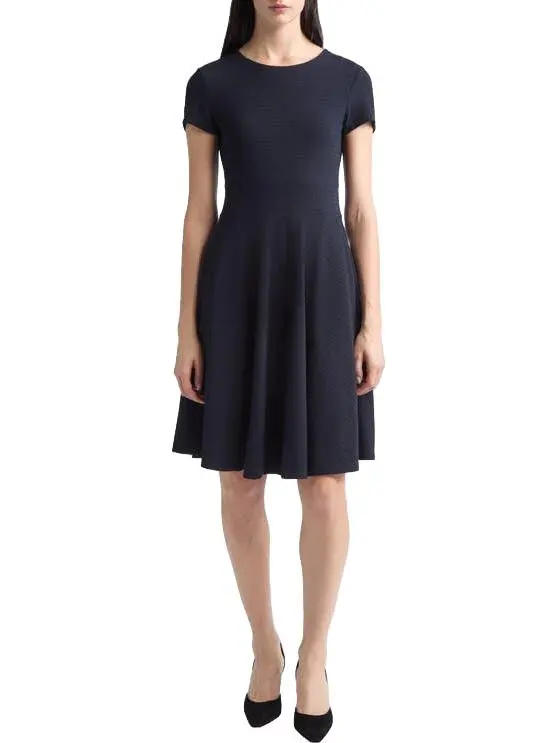 Emporio Armani Textured A-line Dress - Navy