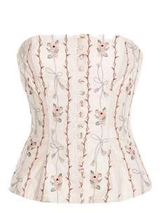 Agua Bendita Abelia Navegante Cropped Corset Top - Ivory