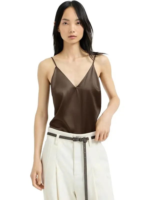 Brunello Cucinelli Stretch Silk Satin Camisole - Brown