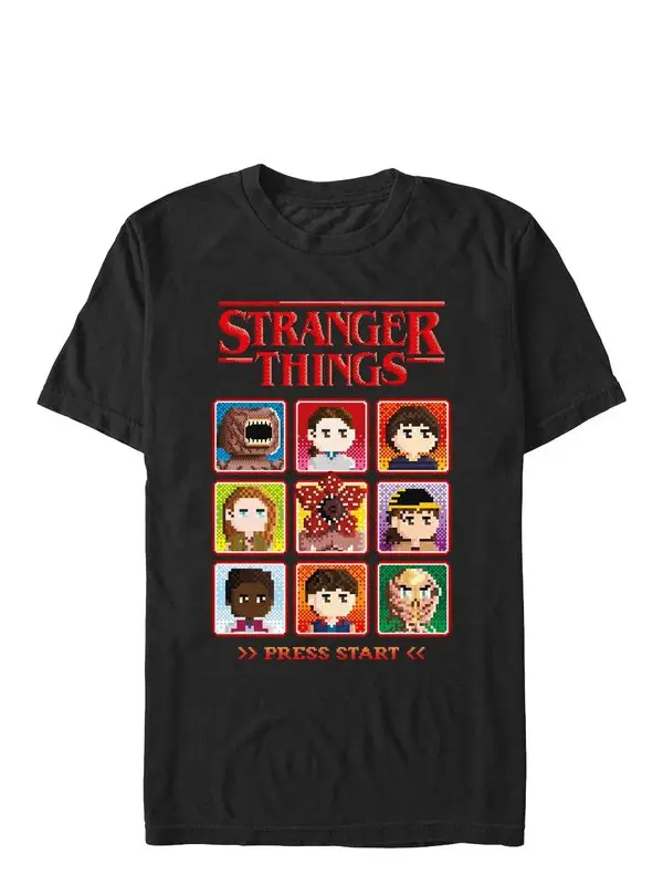 STRANGER THINGS Netflix Character Box 8 Bits Players T Shirt - Black