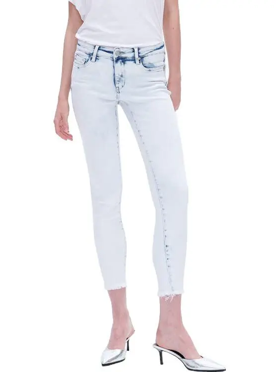 BAYEAS Raw Edge Hem Crop Skinny Jeans - Snowflake