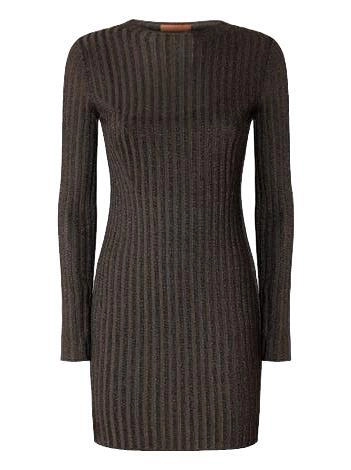 Missoni Ribbed Viscose Lamé Mini Dress - Brown