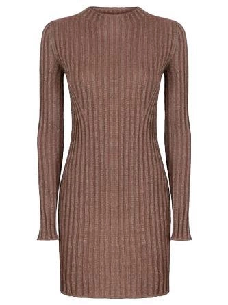 Missoni Ribbed Viscose Lamé Mini Dress - Rust