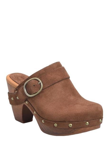 Kork-Ease® Gemnini Studded Leather Clogs - Brown Suede
