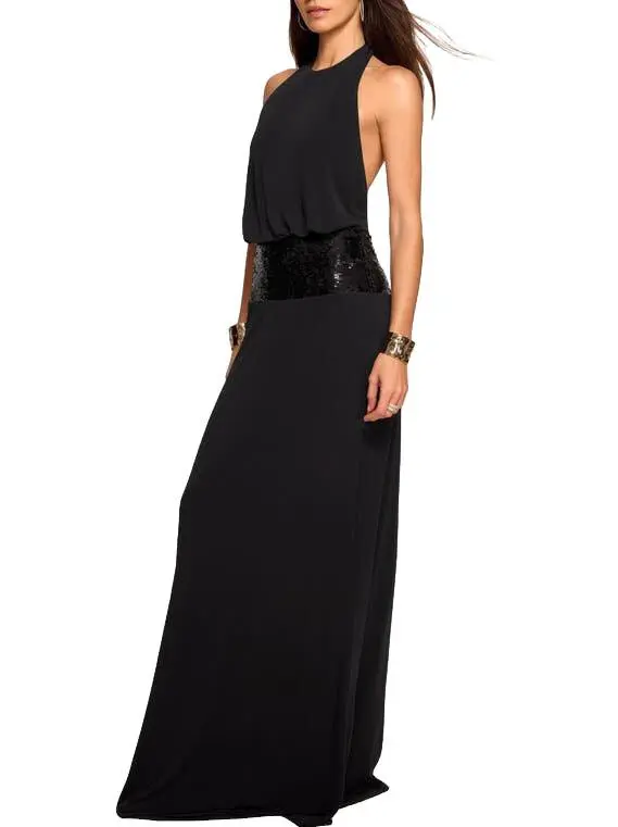 Ramy Brook Theresa Halter Neck Gown - Black