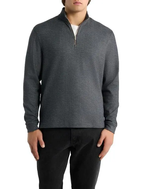 Johnnie-o Mikey Printed Check Quarter Zip Pullover - Coffee