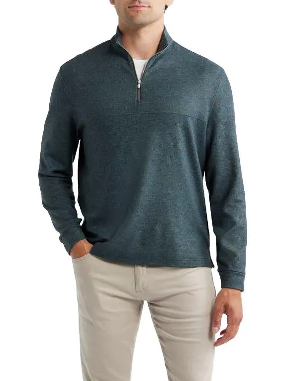 Johnnie-o Mikey Printed Check Quarter Zip Pullover - Mallard