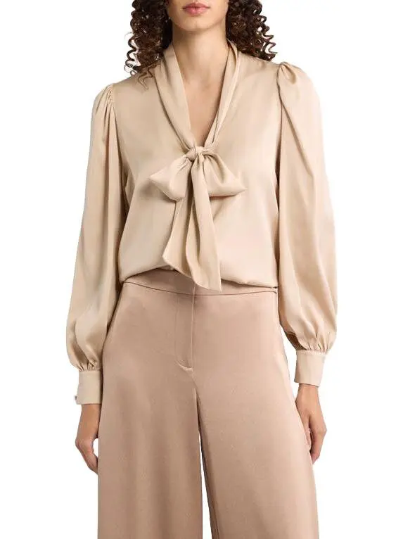 Kobi Halperin Selena Silk Pussy Bow Blouse - Antique