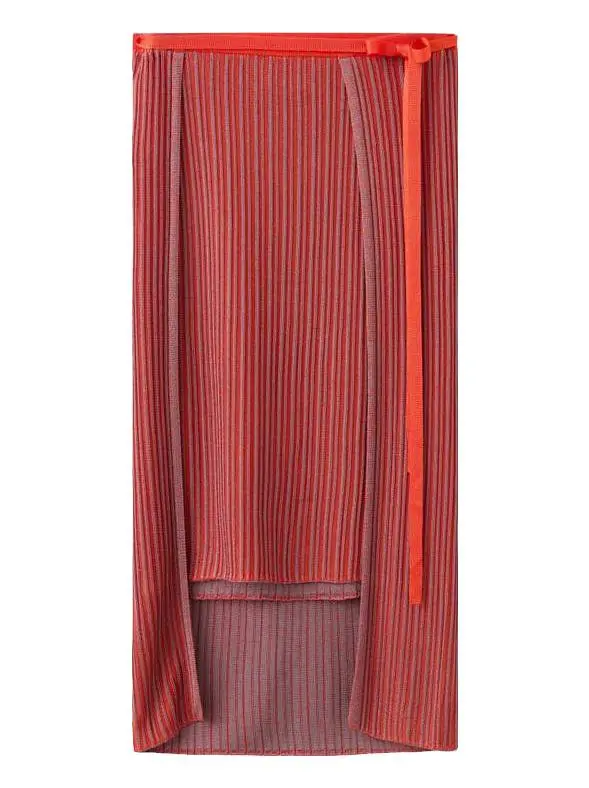 Mango Ribbed Overlay Midi Skirt - Red