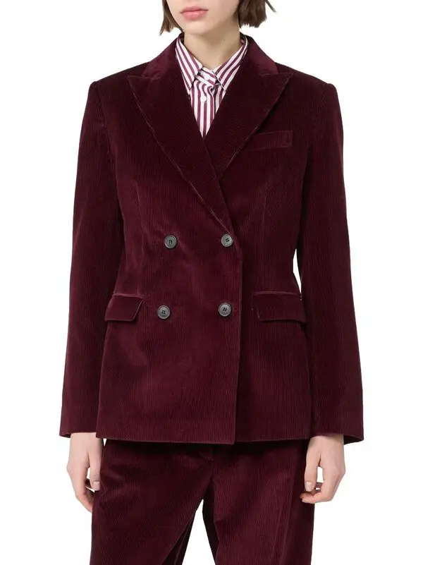 Max Mara Double Breasted Corduroy Blazer - Bordeaux
