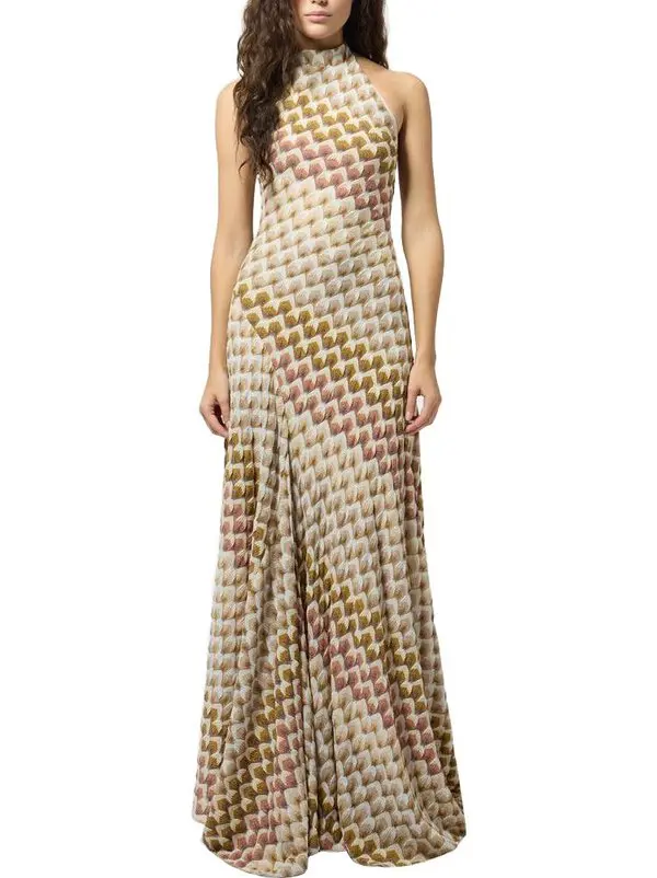 Missoni Halter Neck Maxi Dress - Beige