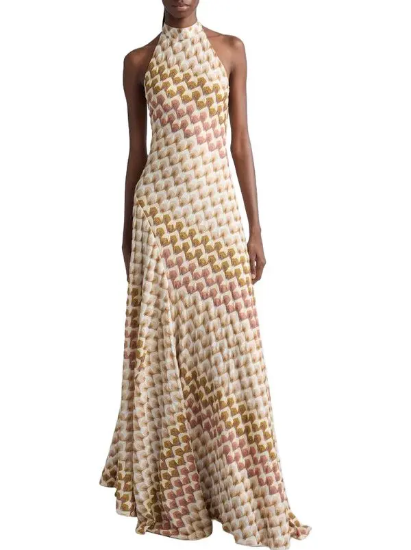 Missoni Halter Neck Maxi Dress - Beige