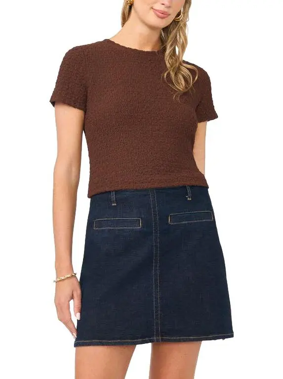 Vince Camuto Textured Crewneck T-shirt - Mocha