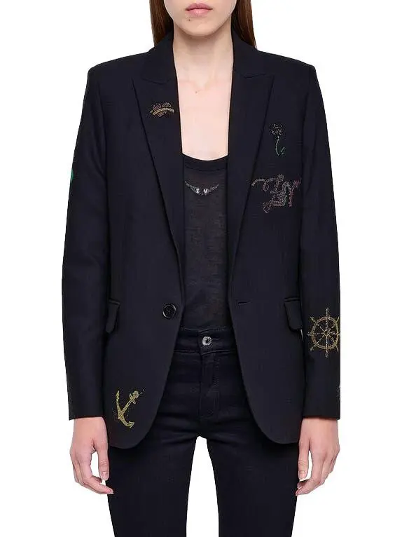 Zadig&Voltaire Valse Strass Embellished Blazer - Black