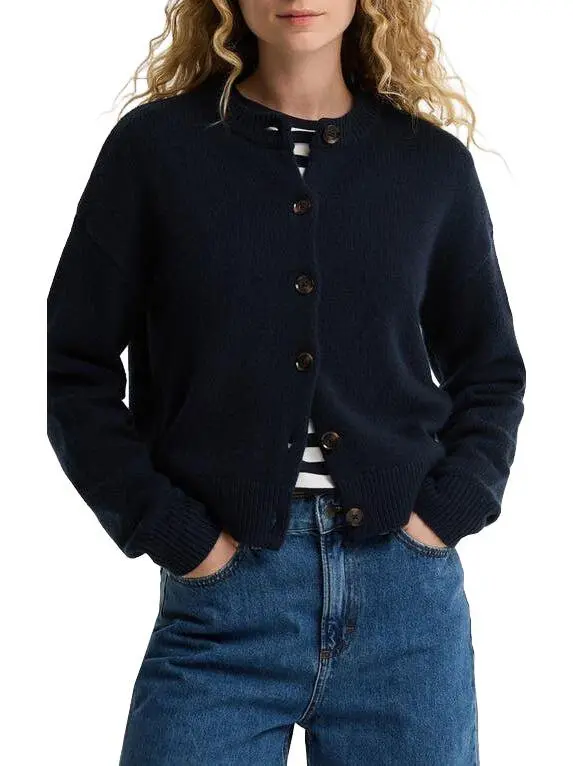 Barbour Woodhouse Cashmere Blend Cardigan - Navy