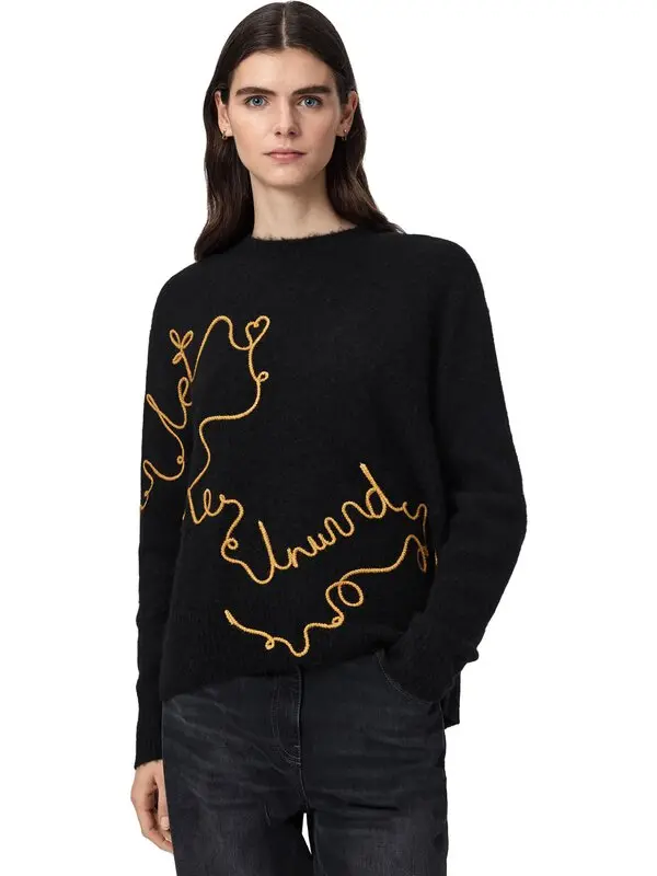 ALLSAINTS Unwind Relaxed Alpaca Blend Sweater - Black