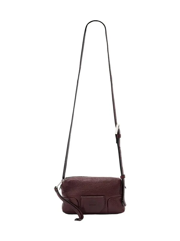 ALLSAINTS Ares Leather Crossbody Bag - Red/slvr