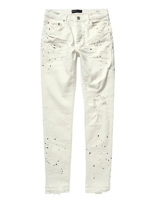 PURPLE BRAND Paint Splatter Distressed Denim - White