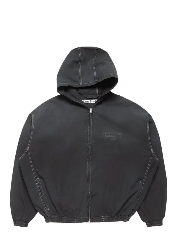 Acne Studios Zip Up Hooded Jacket - Black