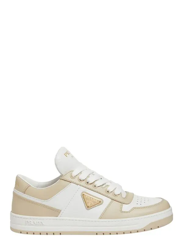 Prada Triangle Logo Leather Low Desert Sneakers - White