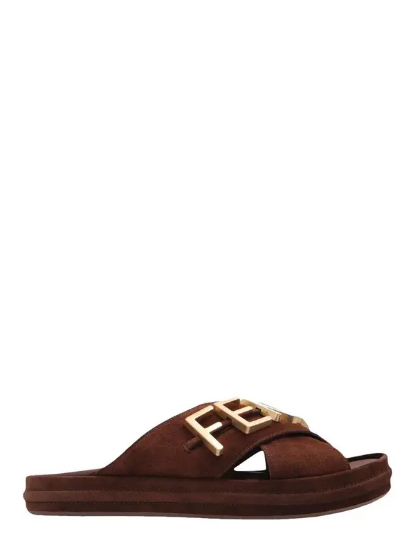 Fendi Graphic Slides - Brown