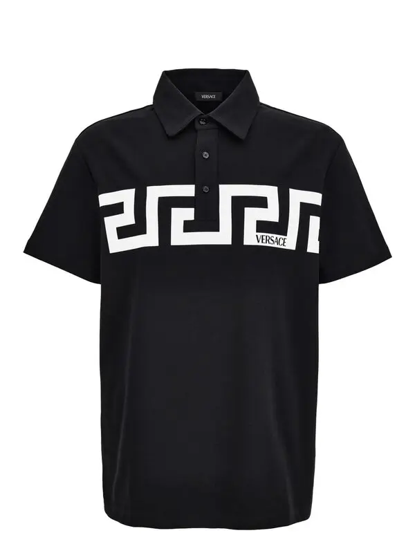 Versace Short-sleeve Cotton Polo Shirt - Black