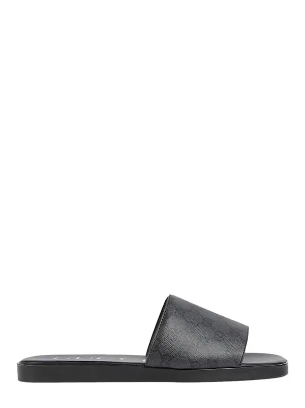 Gucci Embossed Monogram Slide Sandals - Black