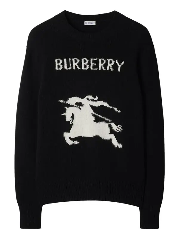 Burberry Knight Print Long-sleeve Knit Top - Black