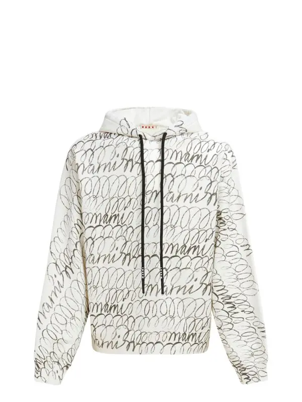 Marni Printed Cotton Hoodie - White