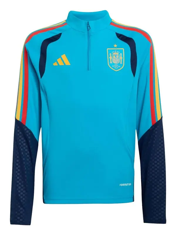 Adidas Quarter Zip Long Sleeve Top With Team Emblem - Blue