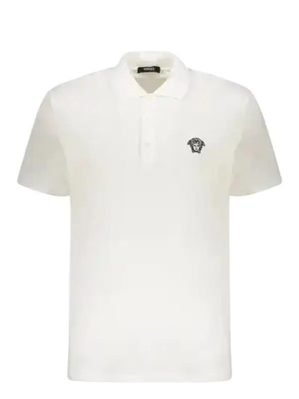Versace Embroidered Cotton Polo Shirt - White
