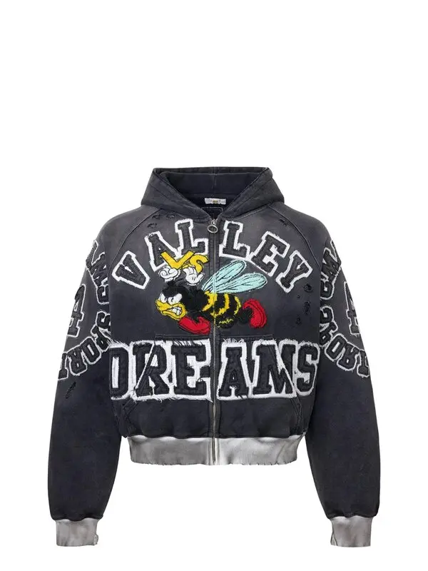 VALE FOREVER Anthem Zip Up Hoodie - Black