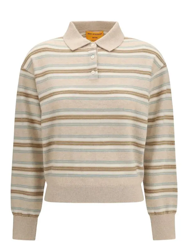 Guest In Residence Striped Polo Sweater - Cream
