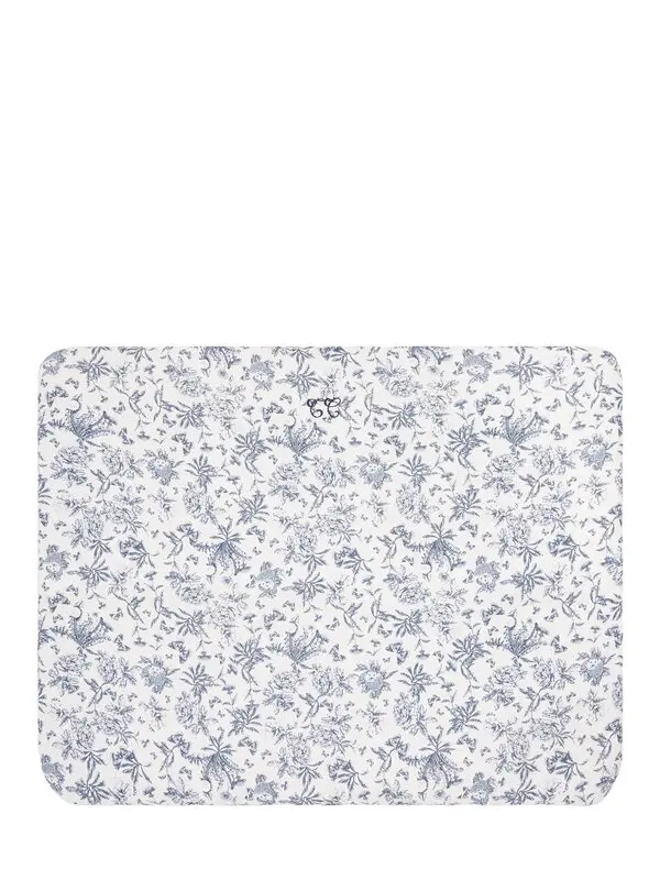 TARTINE ET CHOCOLAT Cotton Toile De Jouy Blanket - Blue