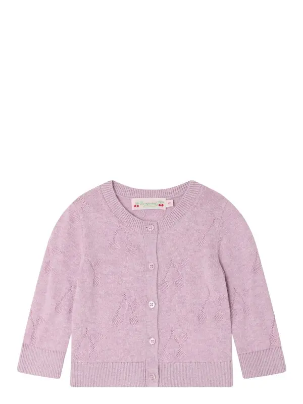 Bonpoint Cotton-cashmere Cardigan With Cherry Motif - Purple