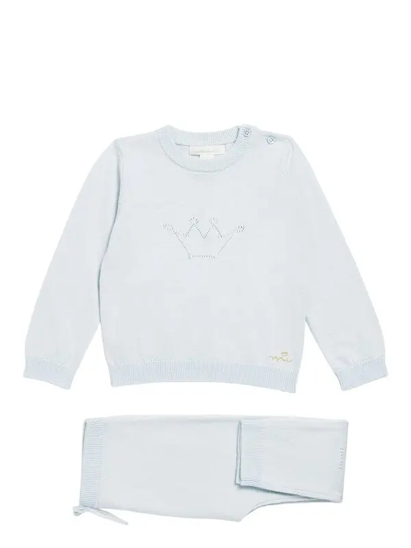 MARIE-CHANTAL Cotton And Cashmere Crown Sweater And Sweatpants Set - Blue
