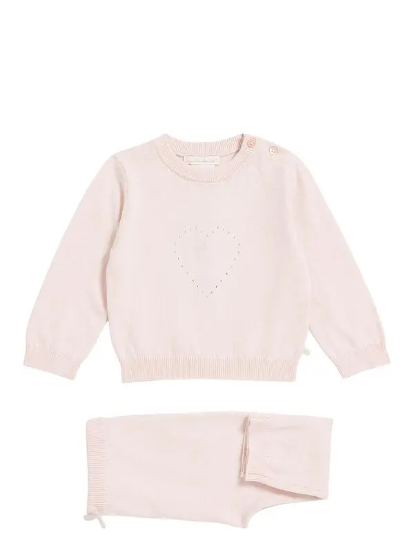 MARIE-CHANTAL Fine Knit Heart Detail Sweater And Sweatpants Set - Pink