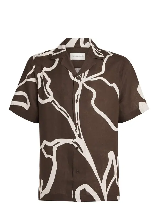 Frescobol Carioca Linen Floral Roberto Shirt - Brown