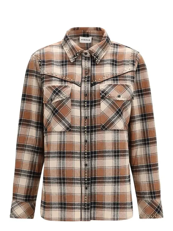P.a.r.o.s.h Embellished Checked Cowboy Shirt - Brown