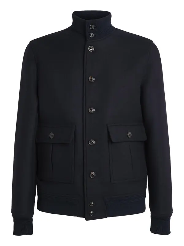 VALSTAR Virgin Wool "valstarino" Bomber Jacket - Navy