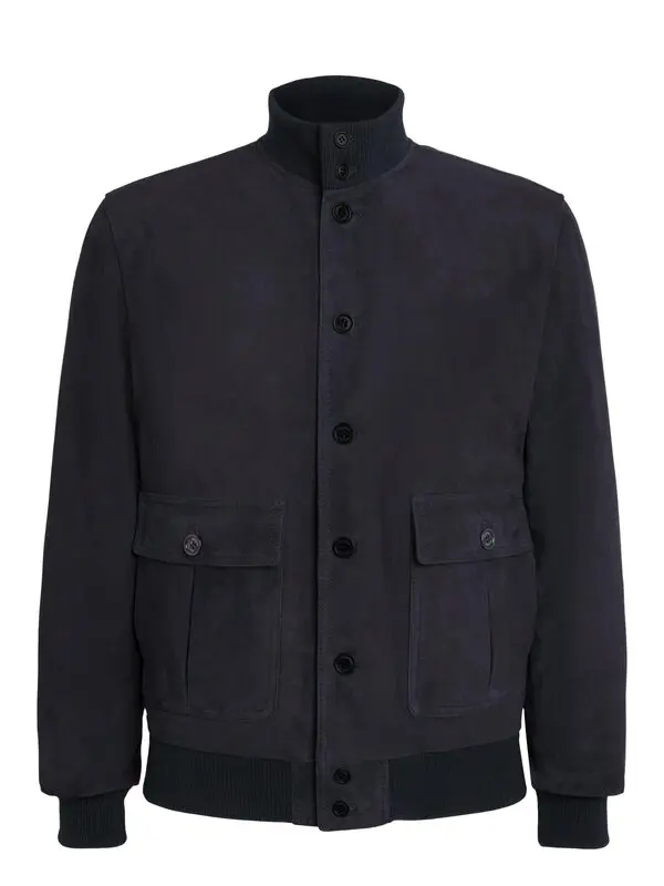 VALSTAR Suede Valstarino Bomber Jacket - Navy