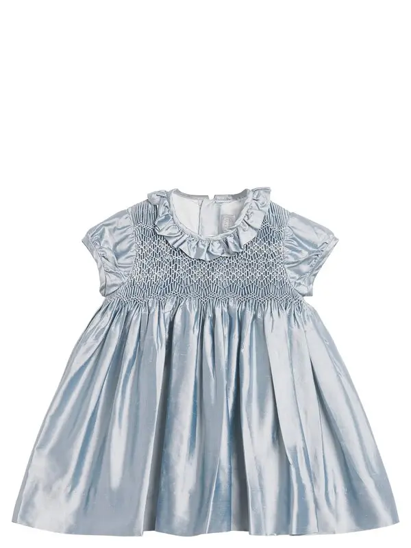 Pepa London Silk Smocked Dress - Blue