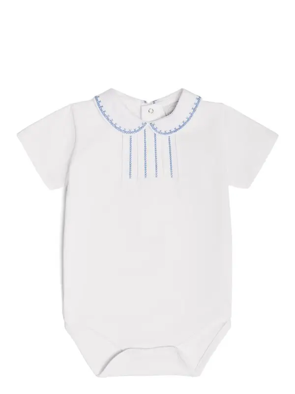 Pepa London Cotton-blend Embroidered Bodysuit - Blue