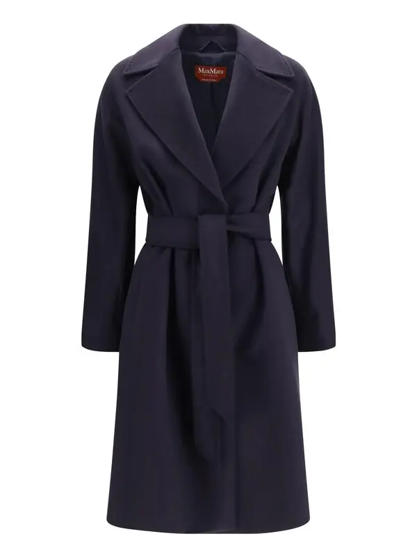 Max Mara Wool Coat With Peak Lapels - Blue