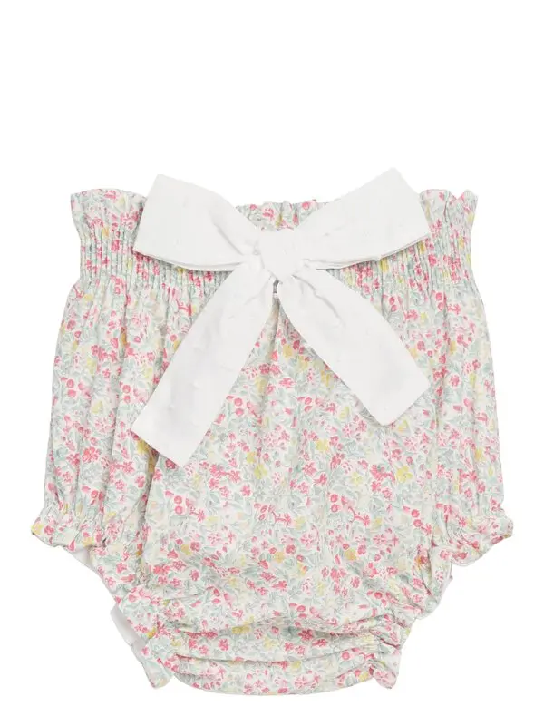Pepa London Cotton Floral Bloomers With Bow Detail - Pink