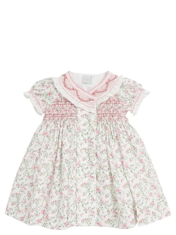 Pepa London Cotton Smocked Floral Dress - Pink