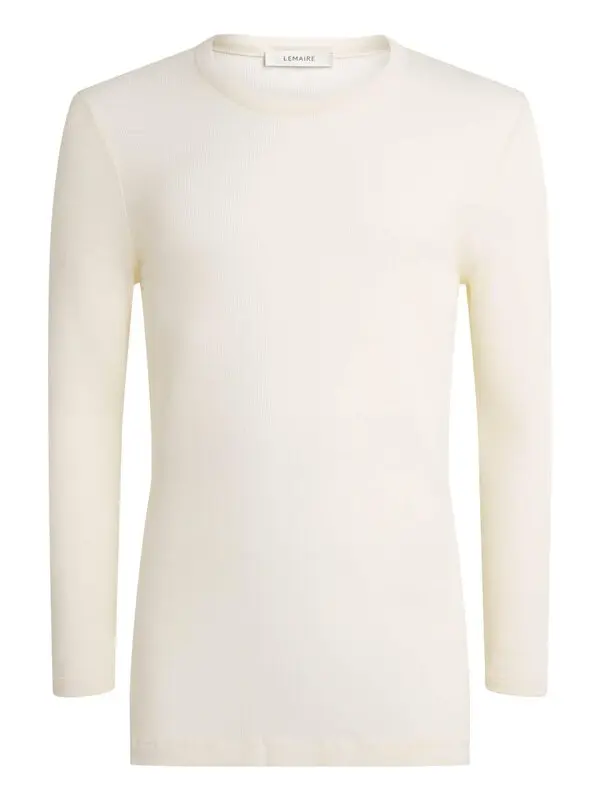 LEMAIRE Ribbed Cotton Long-sleeve T-shirt - Beige