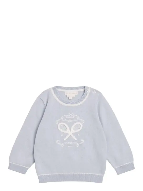 MARIE-CHANTAL Cotton-cashmere Tennis Motif Sweater - Blue